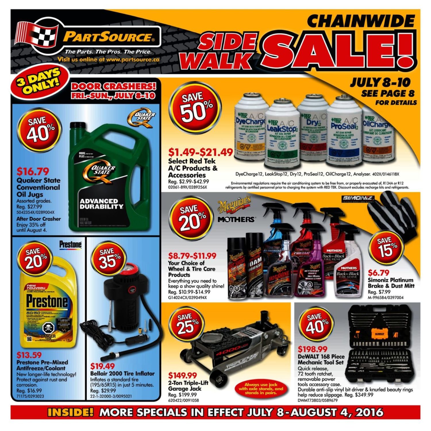 PartSource Weekly Flyer - Chainwide Side Walk Sale! - Jul 8 – Aug 4 ...