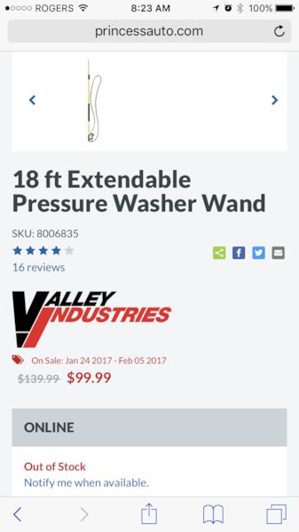 [Princess Auto] 18 ft Extendable Pressure Washer Wand - Princess Auto ...