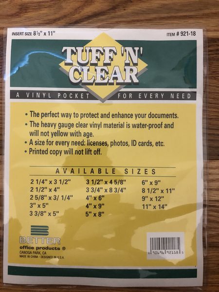 [Dollarama] YMMV $0.25 Tuff 'N' Clear document protectors ...