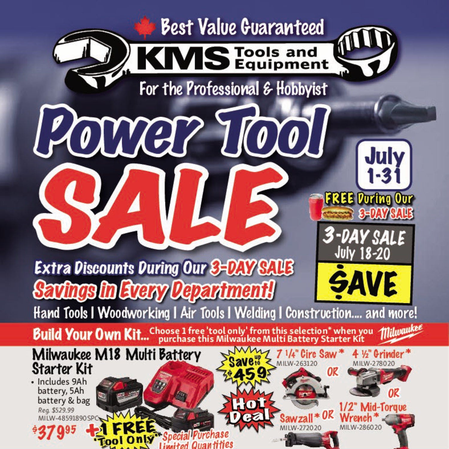 KMS Tools Weekly Flyer - Power Tool Sale - Jul 1 – 31 - RedFlagDeals.com