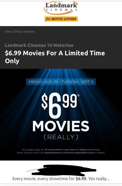 [Landmark Cinemas] General Admission tickets - $6.99 - RedFlagDeals.com ...