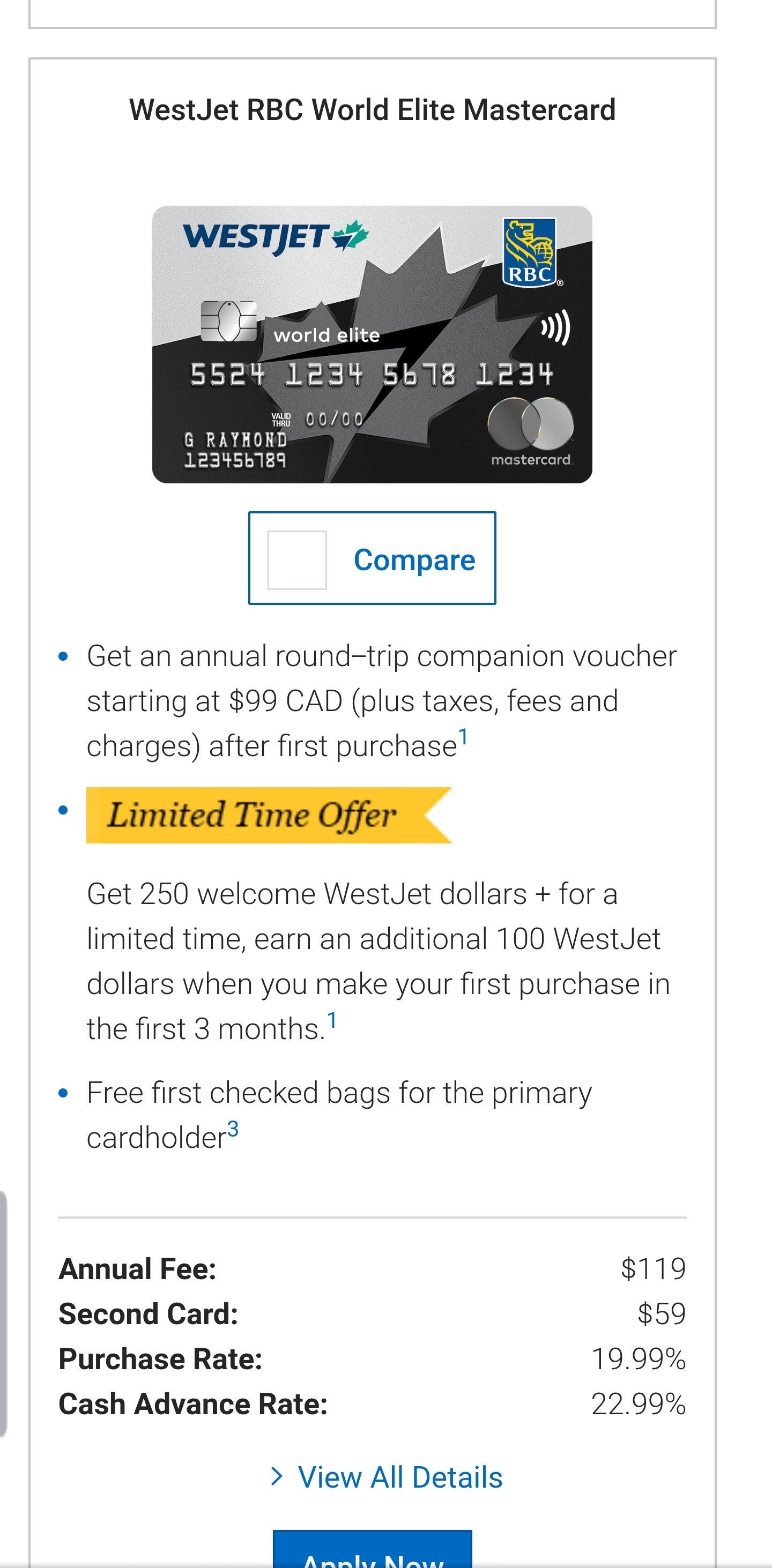 rbc westjet card first year free - RedFlagDeals.com Forums