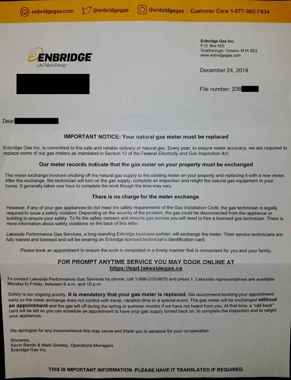 Enbridge: Gas meter must be replaced - RedFlagDeals.com Forums