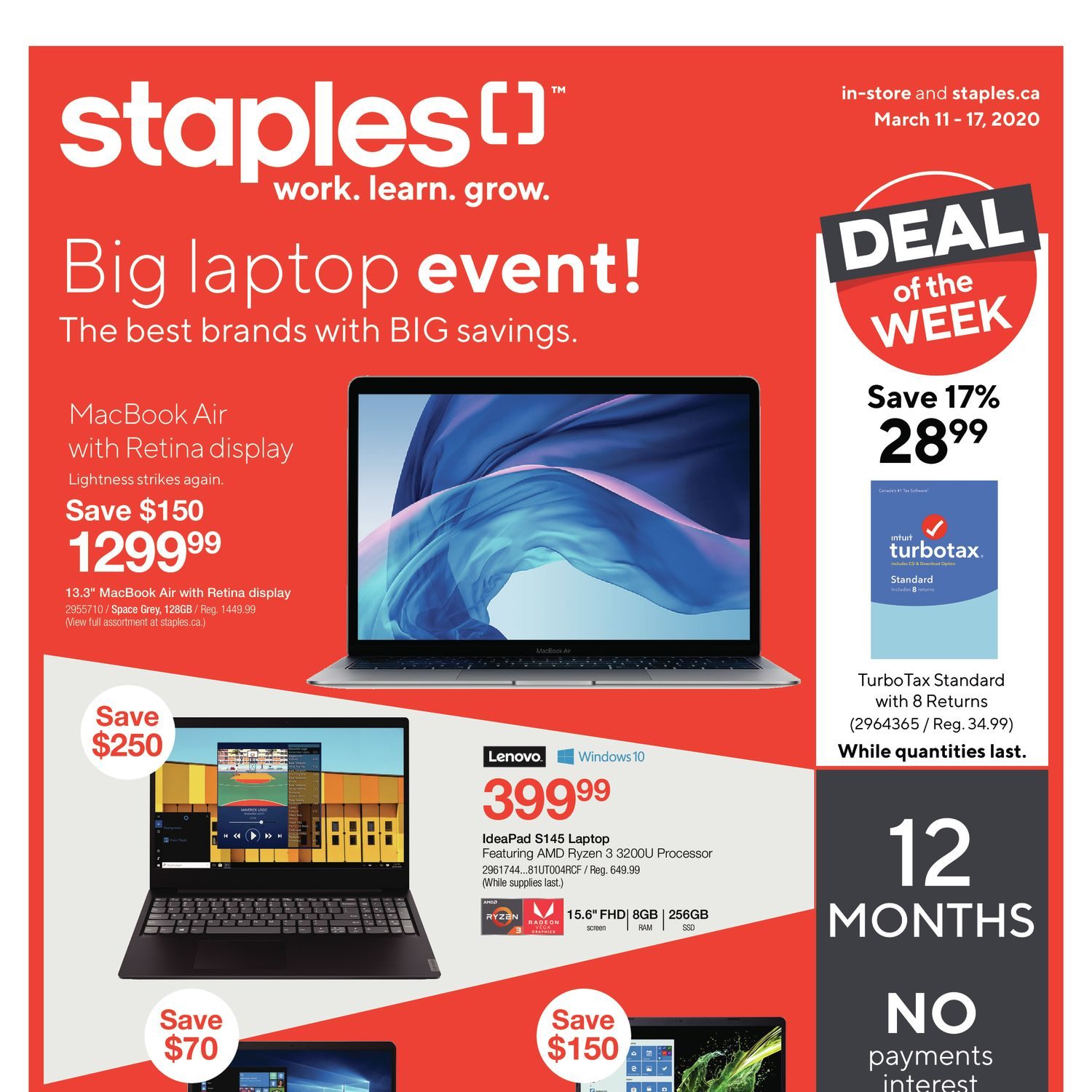 Staples Weekly Flyer - Weekly - Big Laptop Event! - Mar 11 – 17 ...