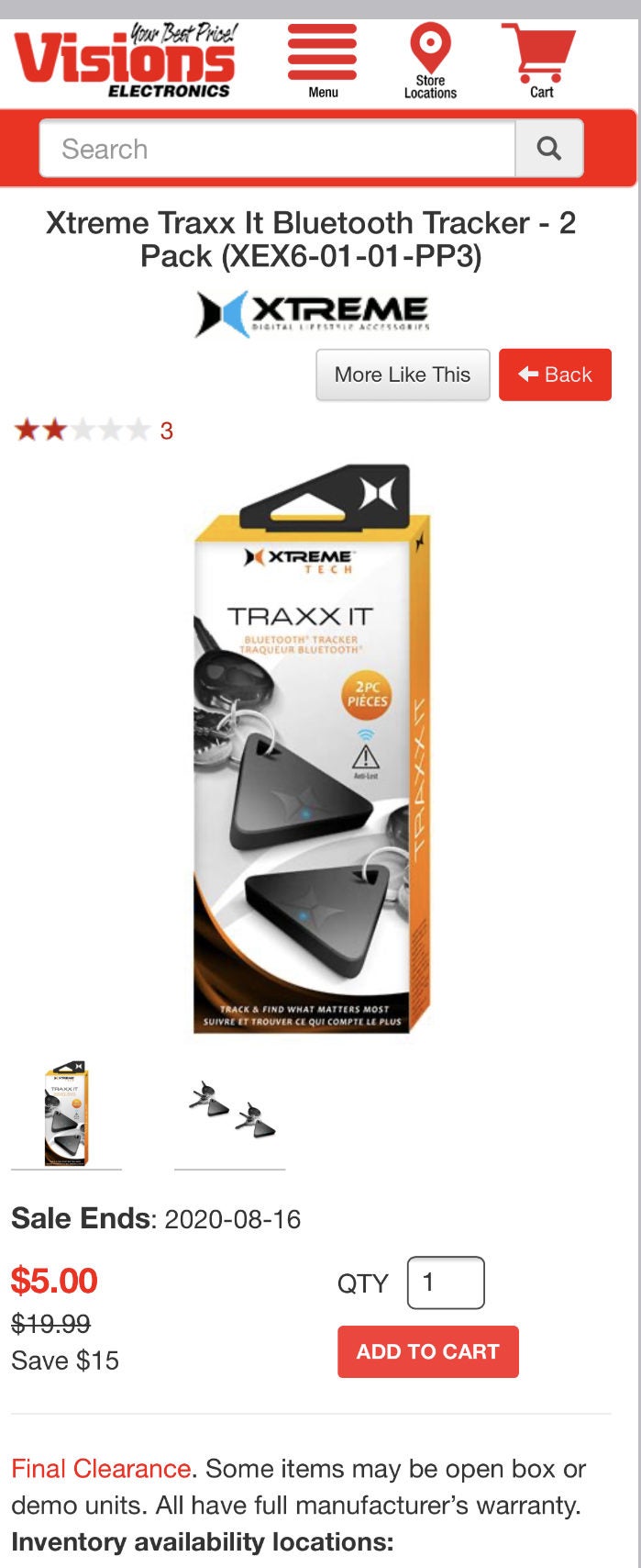 [Visions Electronics] Xtreme Traxx It Bluetooth Tracker - 2 Pack for 5 ...