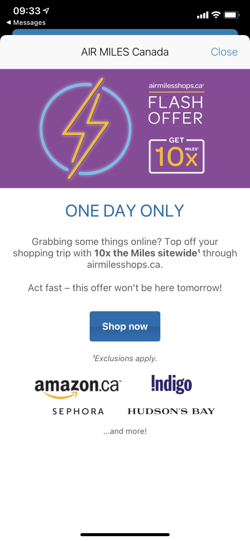 [Air Miles] 10x Air Miles sitewide via airmilesshops.ca - TODAY ONLY ...