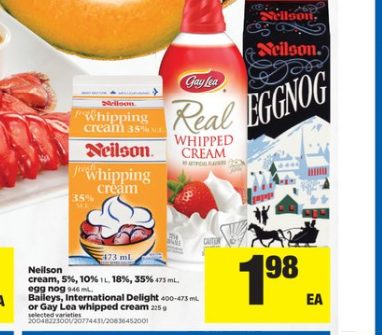 [Real Canadian Superstore] EAST: Neilson Cream 5% or 10% $0.48 and Gay ...