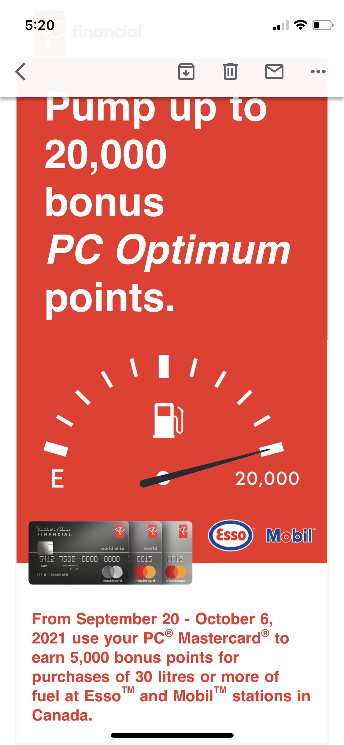 [Esso] EMAIL OFFER: PC Financial bonus points at Esso and Mobil ...