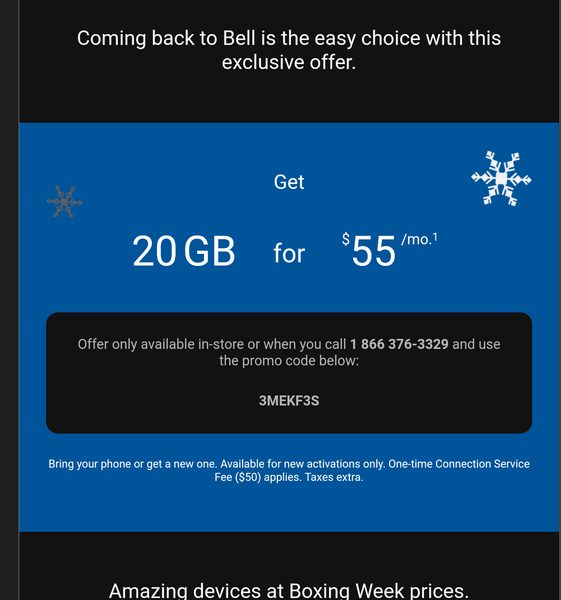 [Rogers] [Boxing Day] 20GB infinite for $50.00 when you BYOD *New ...