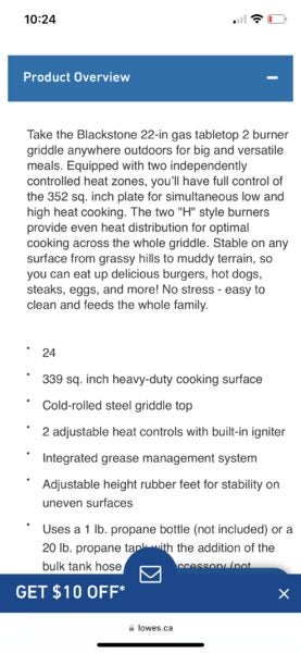 [Princess Auto] Blackstone 22 in. 2-Burner Tabletop Griddle $169.99 ...