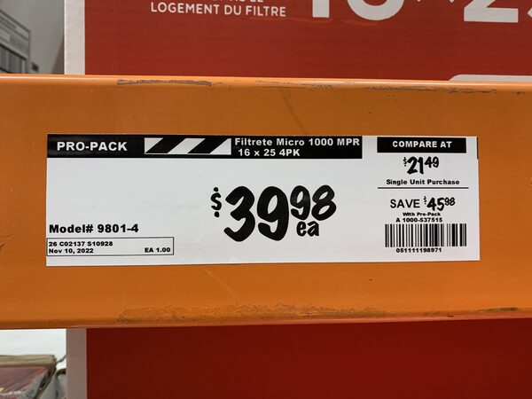 [Home Depot] Scanning Code of Practice - Filtrete Filters $29.98 / 4 ...