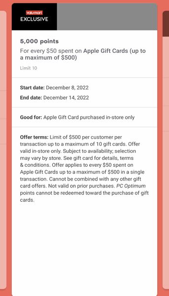 [PC Optimum] YMMV 5K PC Optimum Points for every $50 spent on Apple ...