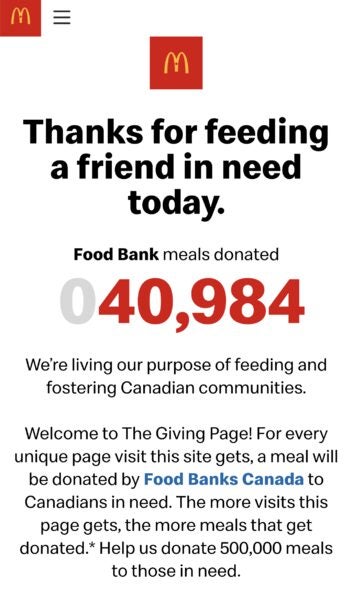 [McDonalds] Donate a free meal to Food Banks Canada by visiting ...