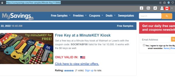 [Minute Key] FREE House Key at kiosk inside Walmart/CT/Reno Depot ...