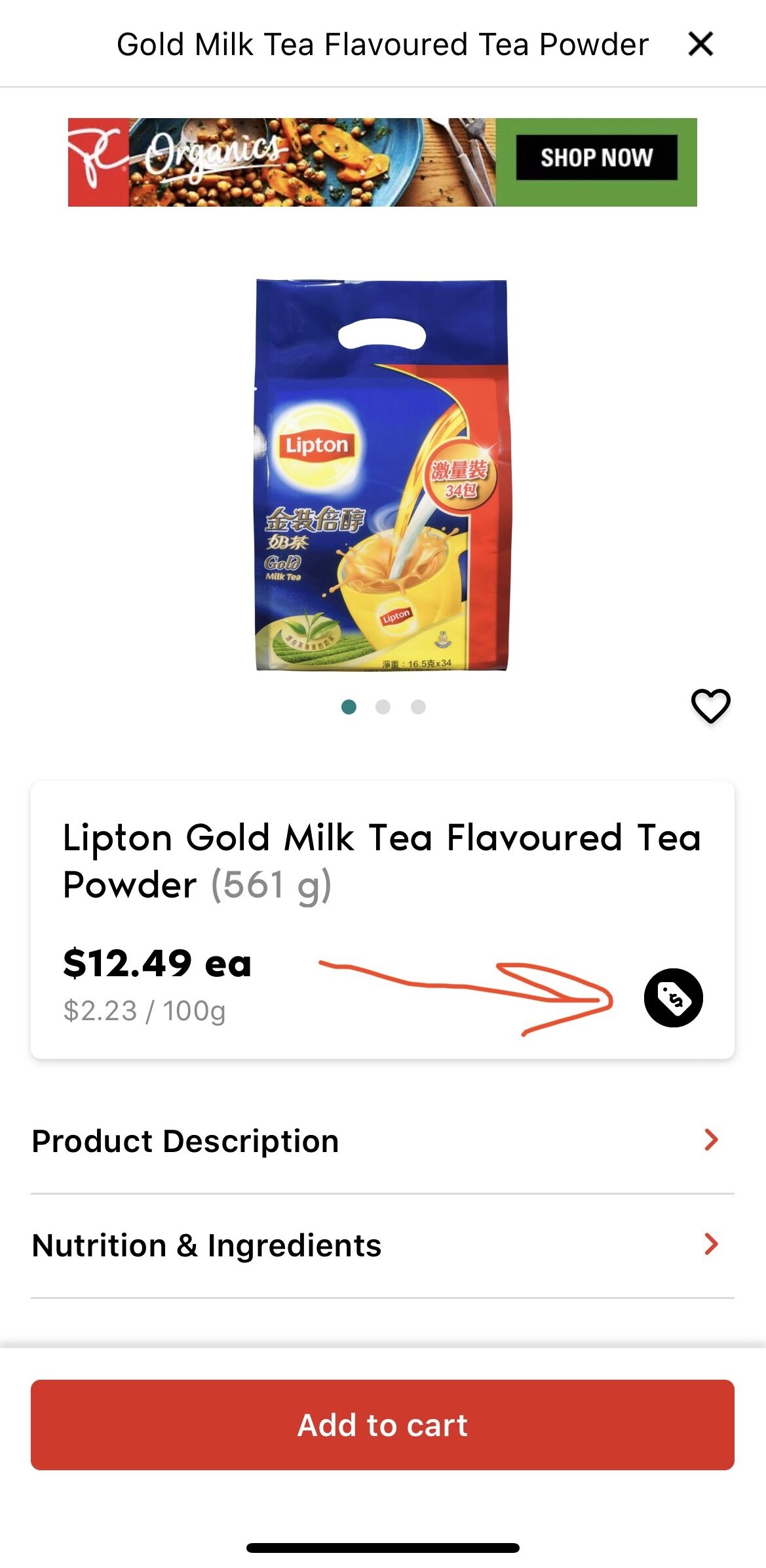 [Real Canadian Superstore] LIPTON Gold Milk Tea Powder, 34 satchels ...