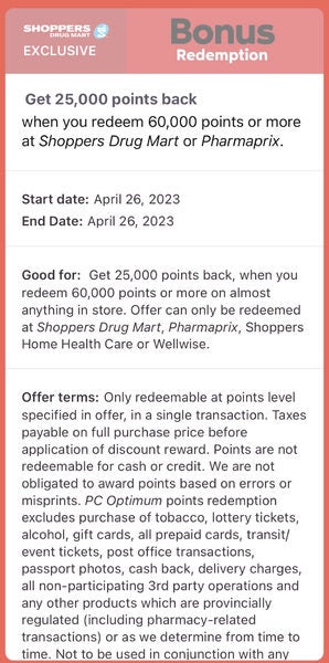 [Shoppers Drug Mart] Biggest Redemption Offer Makes a Comeback! 25K PCO ...
