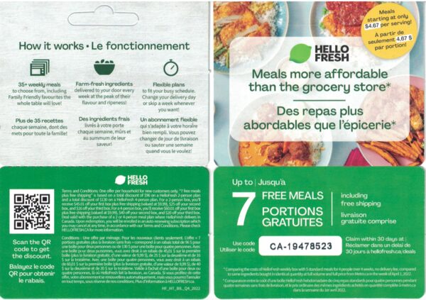 [Hello Fresh] Hello Fresh free meals coupons - RedFlagDeals.com Forums