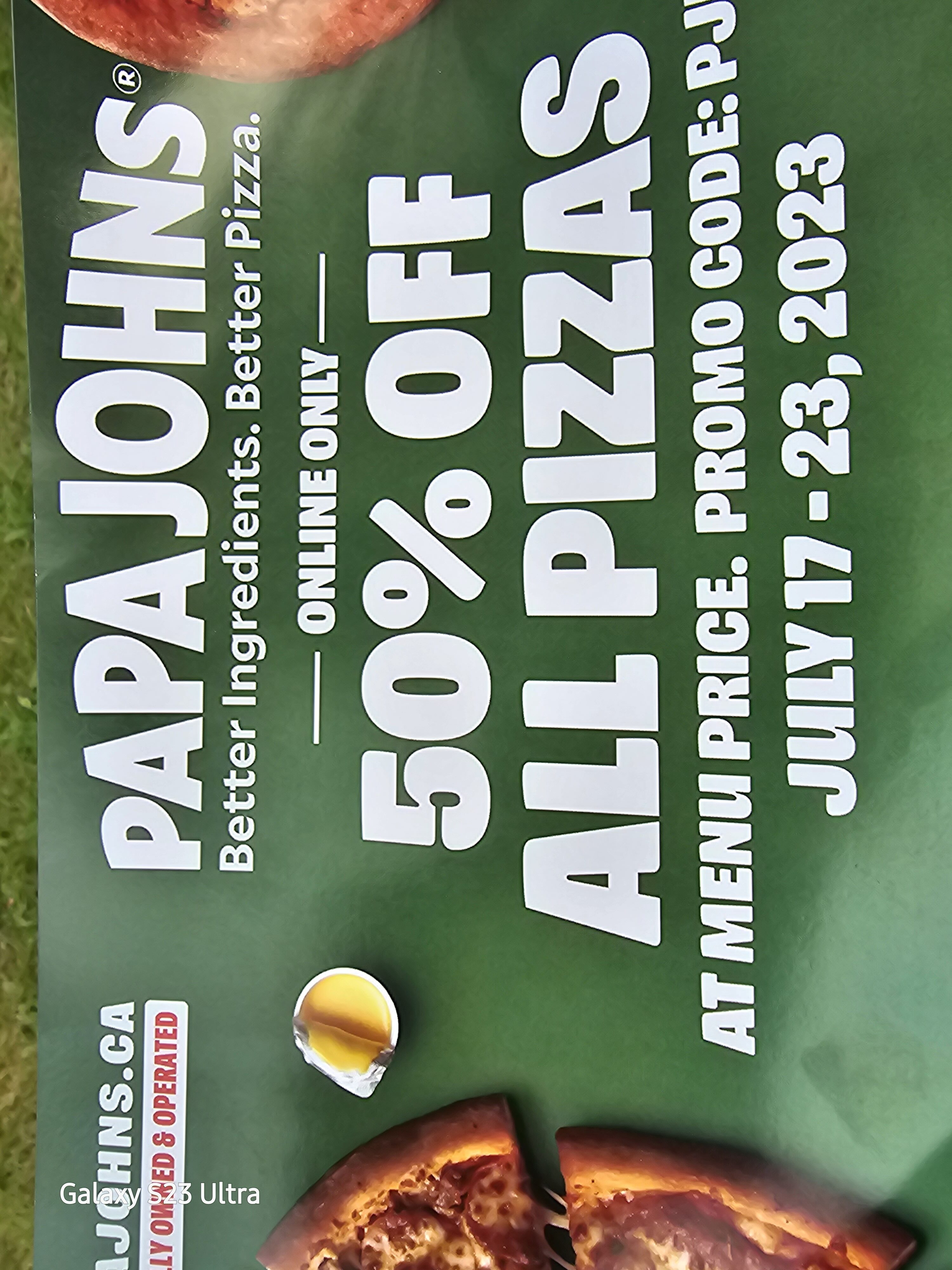 [Papa John's Pizza] 50% off July 17 - 23 online orders and at ...