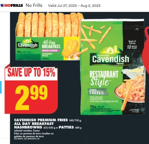 [No Frills] Cavendish Farms Restaurant Style Waffle Fries 540g or Mini ...