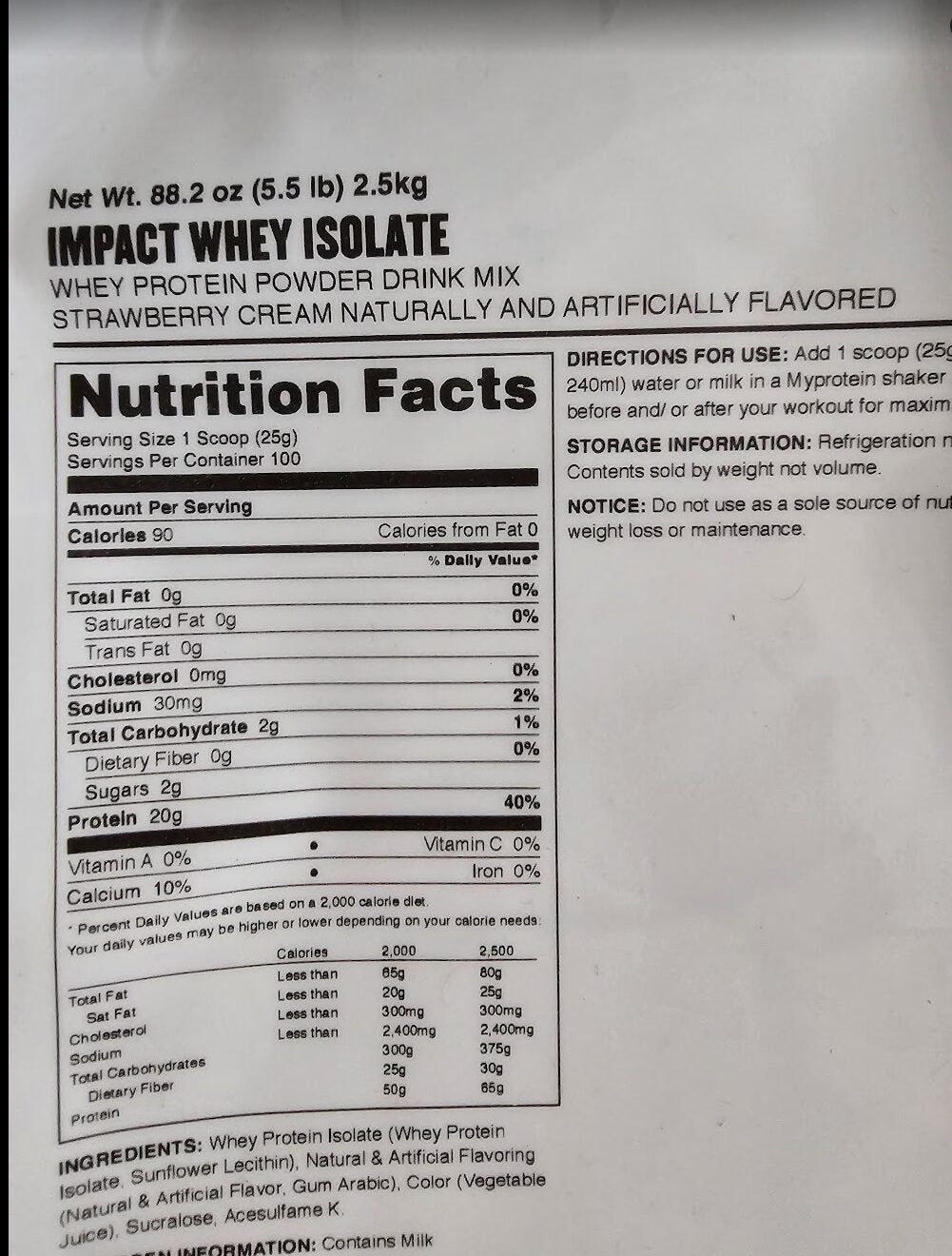 MyProtein Improper labelling - RedFlagDeals.com Forums