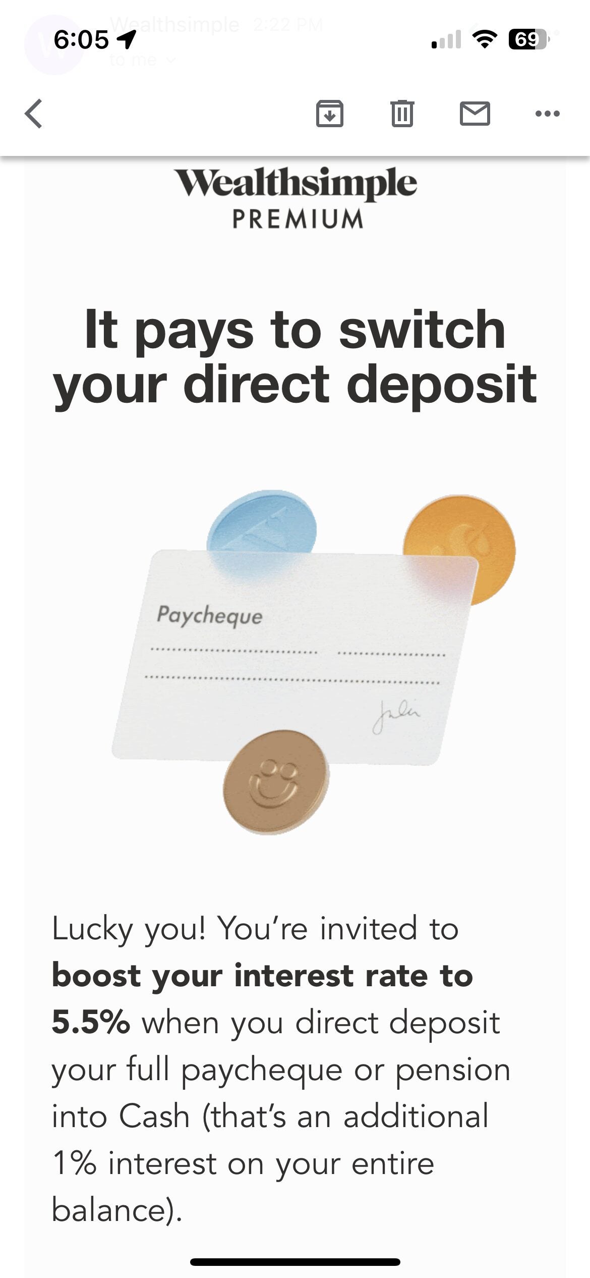 [Wealthsimple] Wealthsimple offer 5.5% on cash account (if we deposit ...