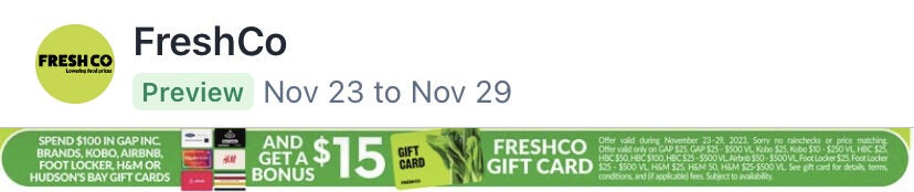 [Sobeys] [Foodland/FreshCo/Safeway] Get $15 Sobeys Gift Card WUS $100 ...
