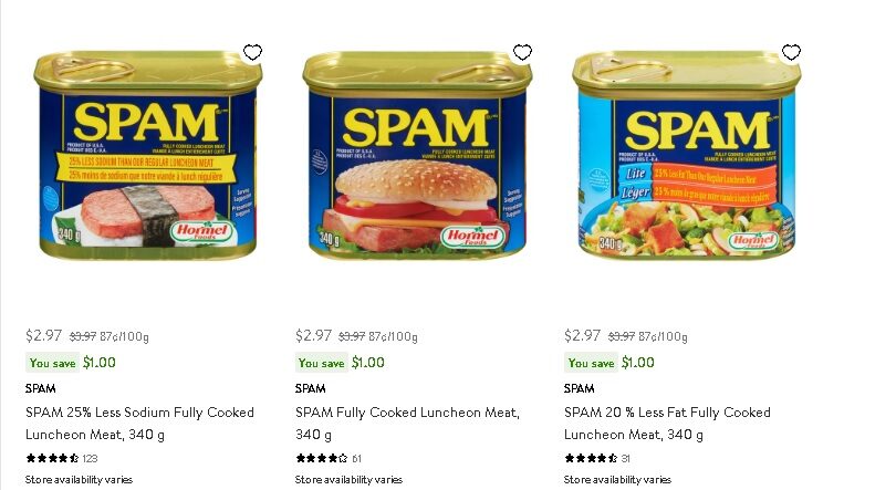 [Walmart] SPAM Fully Cooked Luncheon Meat 2.97 - RedFlagDeals.com Forums