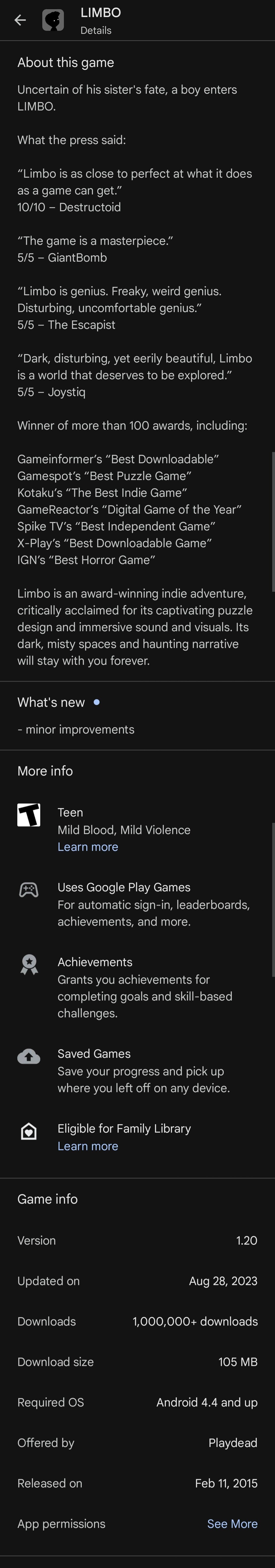 [Google Play] Limbo (video game) for $0.59 (90% off) - RedFlagDeals.com ...