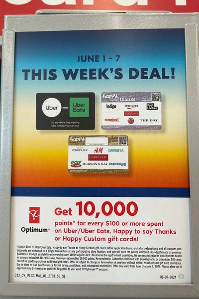 [Shoppers Drug Mart] 10k PCO for every $100 Uber/Uber Eats, Happy to ...