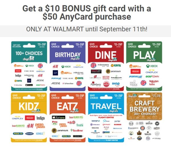 [Walmart] Get a $10 BONUS gift card with a $50 AnyCard purchase Only at ...