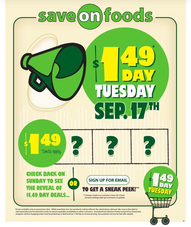 [Save On Foods] $1.49 Day Tuesday September 17 - RedFlagDeals.com Forums