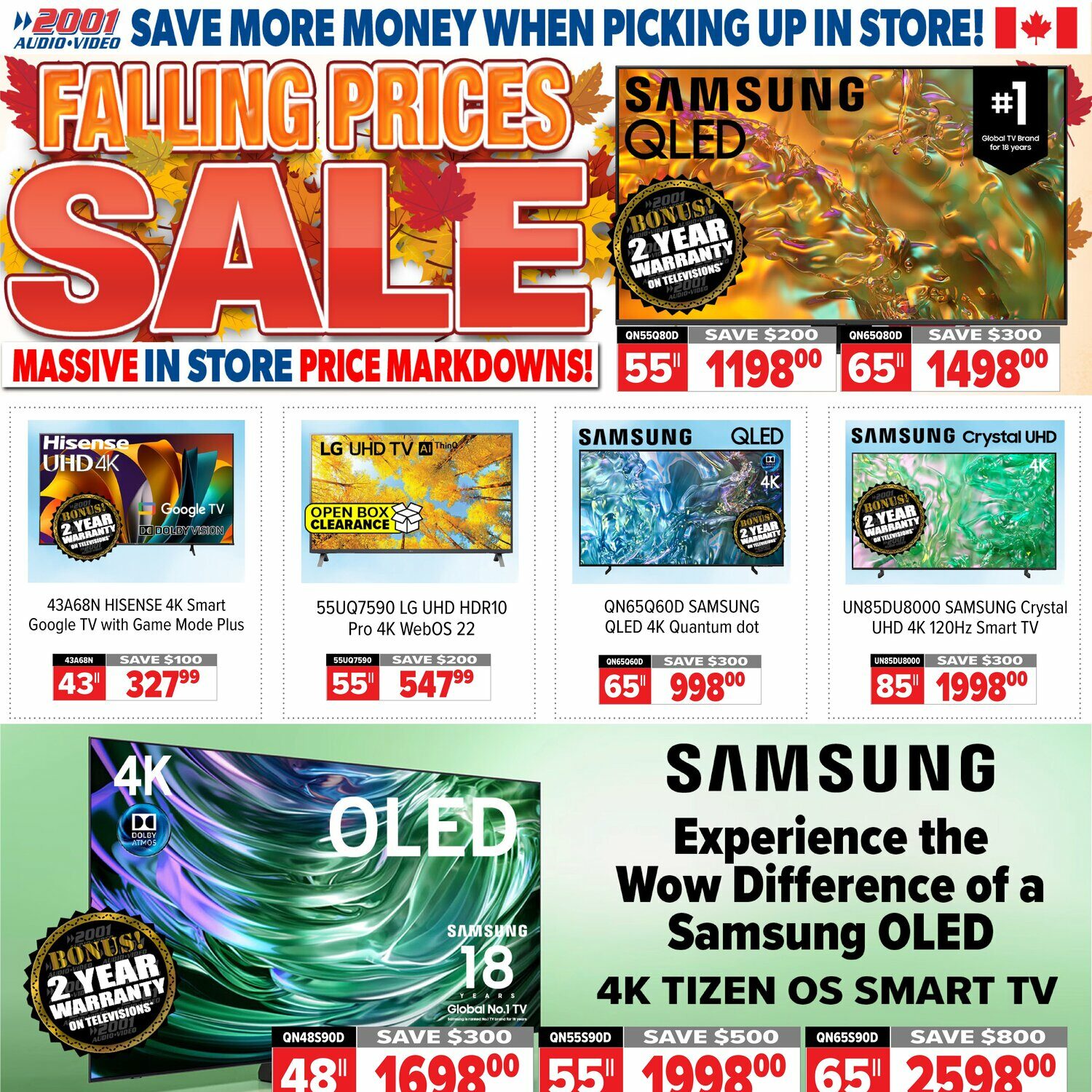 2001 Audio Video Weekly Flyer - Weekly Deals - Falling Prices Sale ...