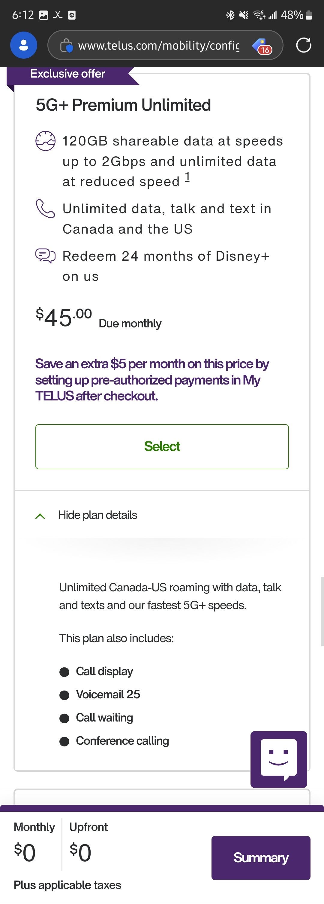 [Telus] DEAD DEAL: Telus Winback Plan $40, less -$5 was $45 120GB CAN ...