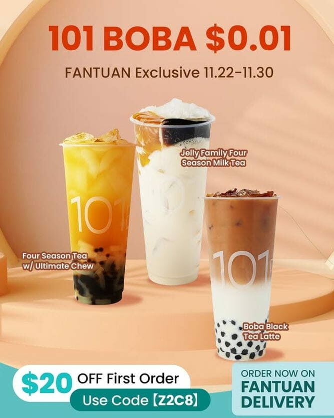 [101 BoBA] $0.01 ($20 off 1st order) w/ Fantuan app (Family Four Season ...