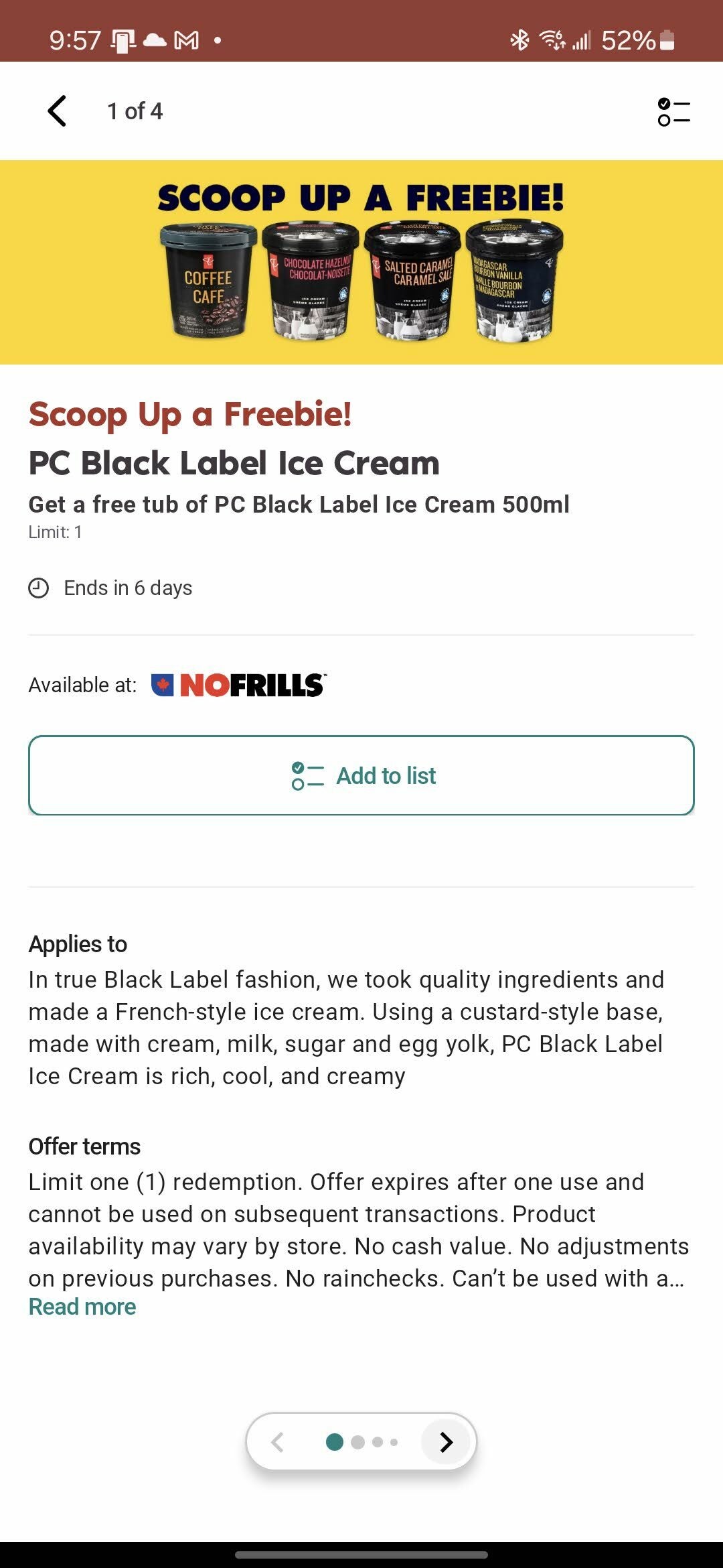 [No Frills] Free PC Black Label Ice Cream YMMV - RedFlagDeals.com Forums