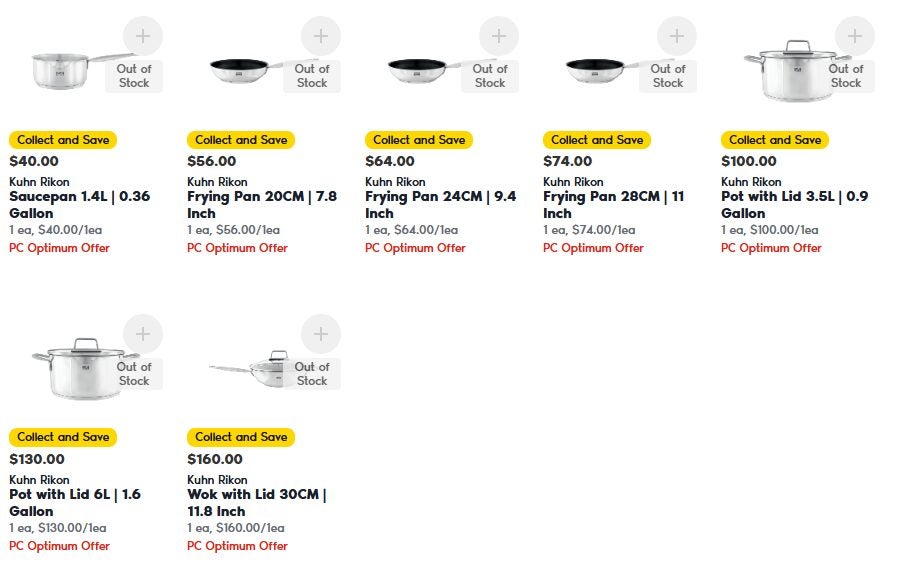 [Loblaws] Kuhn Rikon cookware from $10-$40 after collecting $400 in ...