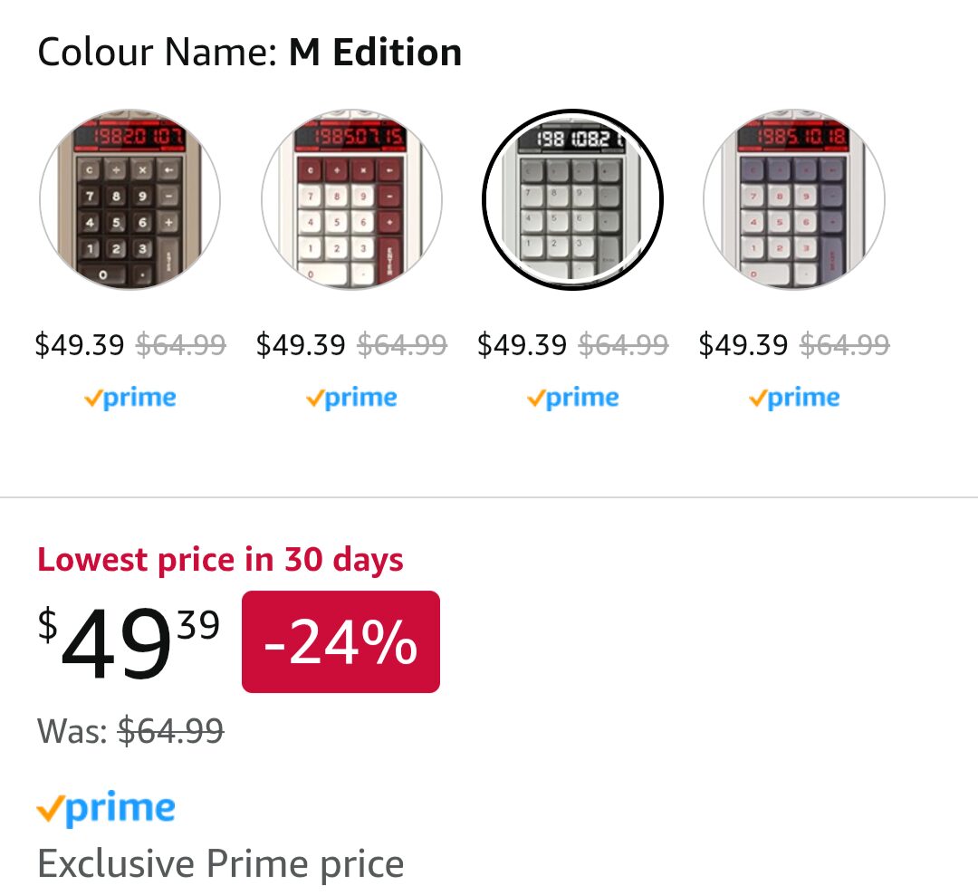 [Amazon.ca] Prime Exclusive - 8BitDo Retro 18key Hotswap Numpad - $49. ...