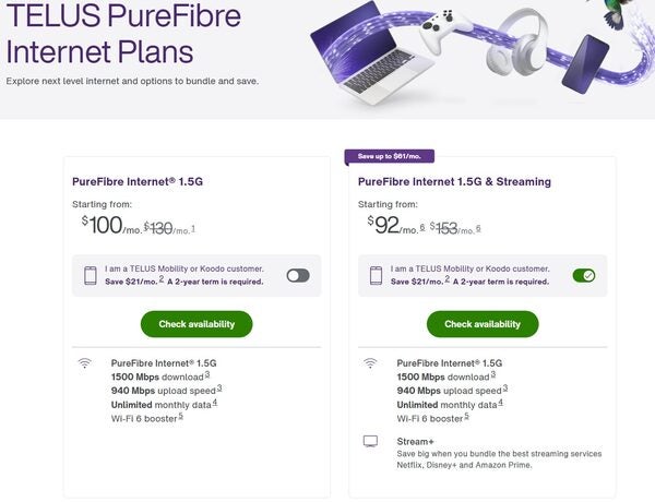 [Telus] PureFibre is now available in the East (Pricing starts at $79 ...