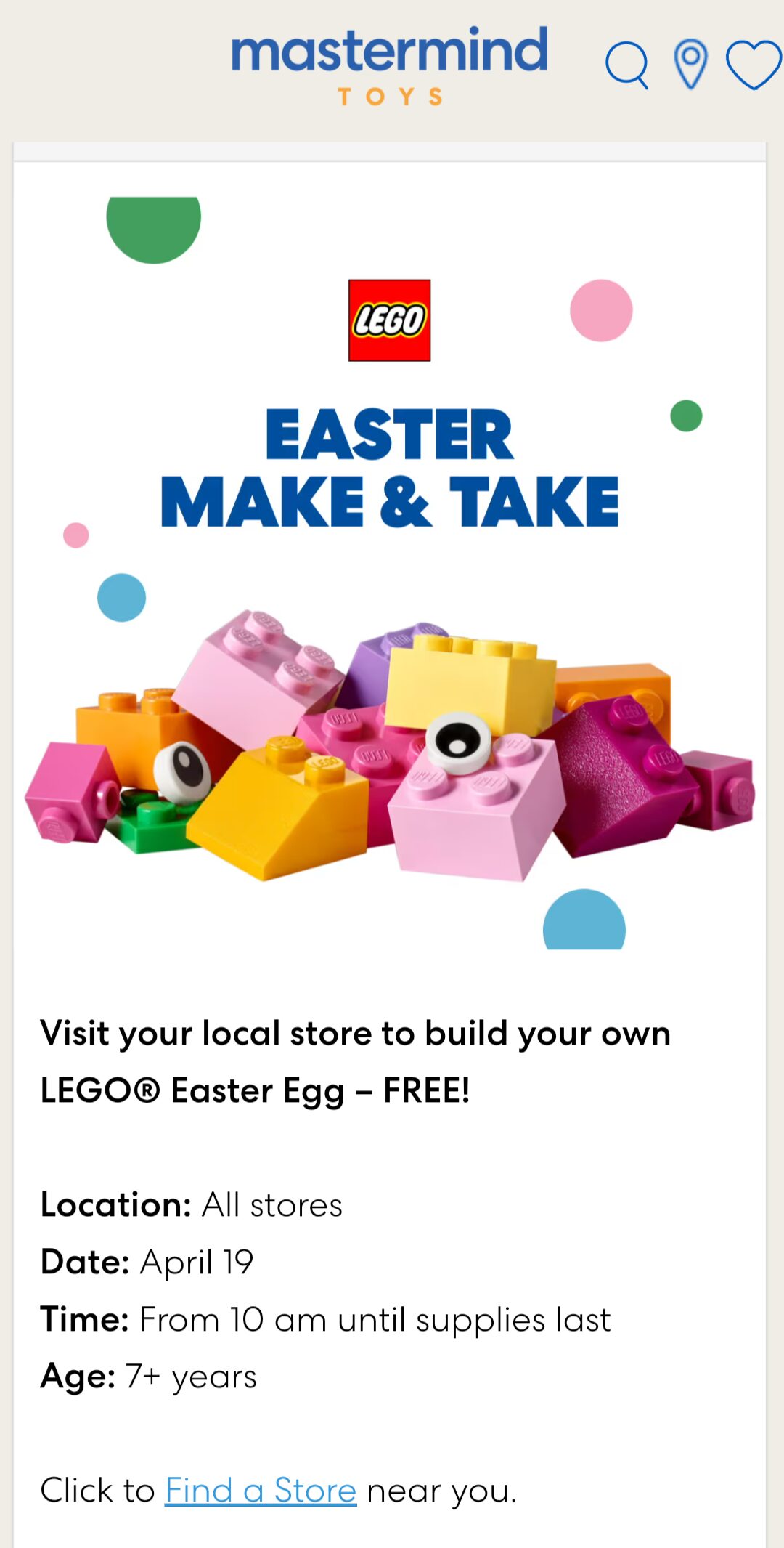 [Mastermind Toys] Mastermind - Free Lego Make & Take (Easter Egg) on ...