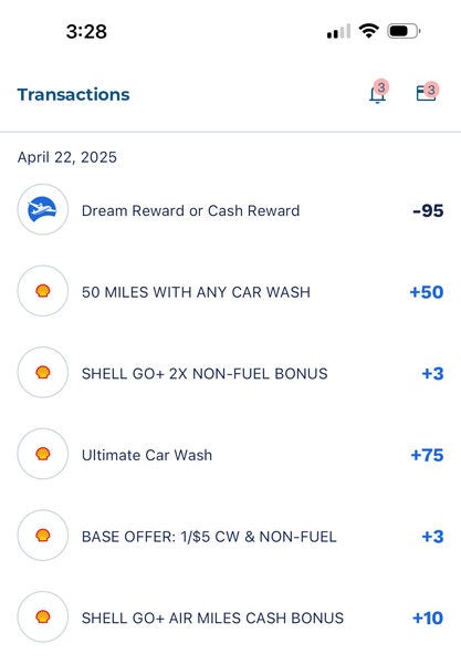 [Shell] 75 bonus air miles on Ultimate PLUS car wash April 22-24 ...