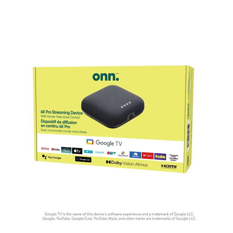 [Walmart] Onn. 4K Pro Streaming Device with Google TV Hands-Free Voice ...