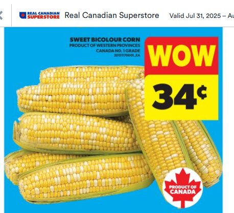 [Multiple] [West] Corn on the Cob $0.34 at Walmart, RCSS & No Frills (8 ...