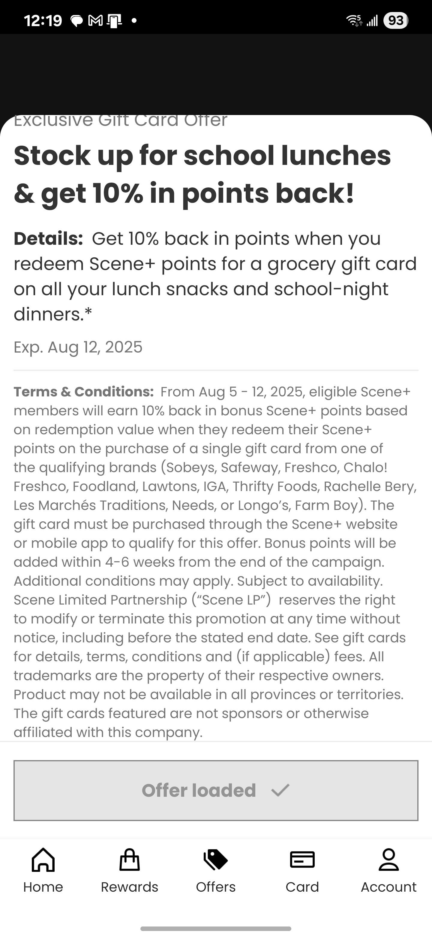[Scene+] Redeem Scene+points for Grocery Gift Card, get 10% points back ...