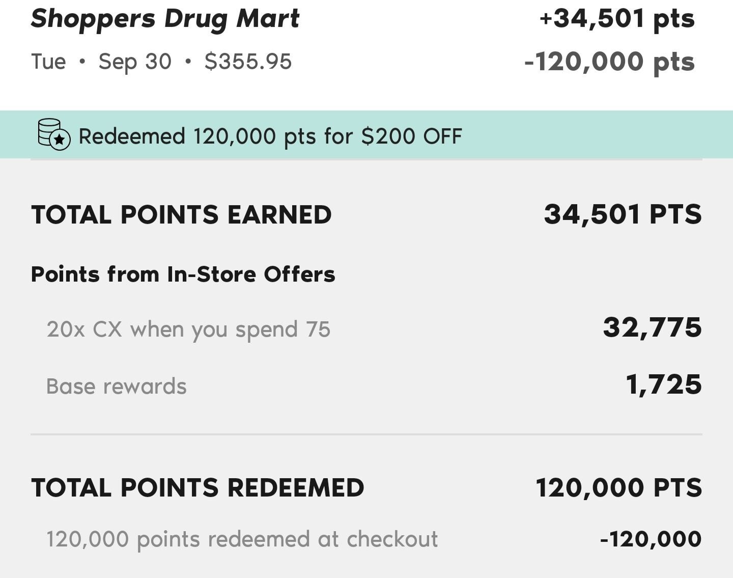 [Shoppers Drug Mart] Special Redemption Event: 66% bonus ($100 for 60K ...