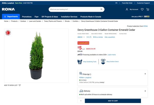[Rona] Emerald Cedar tree - 3 Gallon Pot $5 Reg $20 - RedFlagDeals.com ...