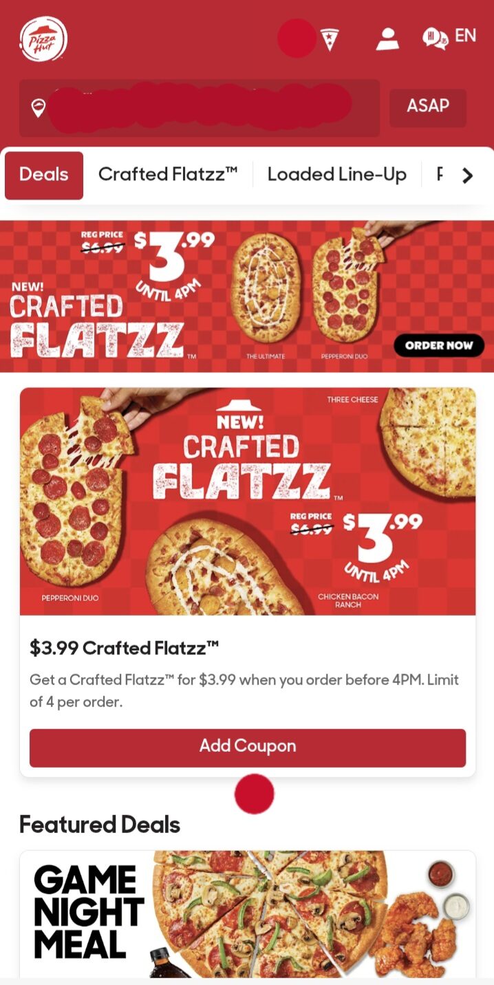 [Pizza Hut] Crafted Flatzz $3.99 everyday until 4pm - RedFlagDeals.com ...
