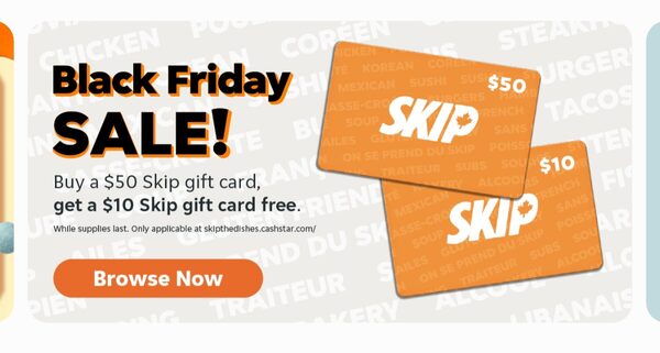 [Skip] [Black Friday] Get extra $10 on $50 Skip GC purchase ...