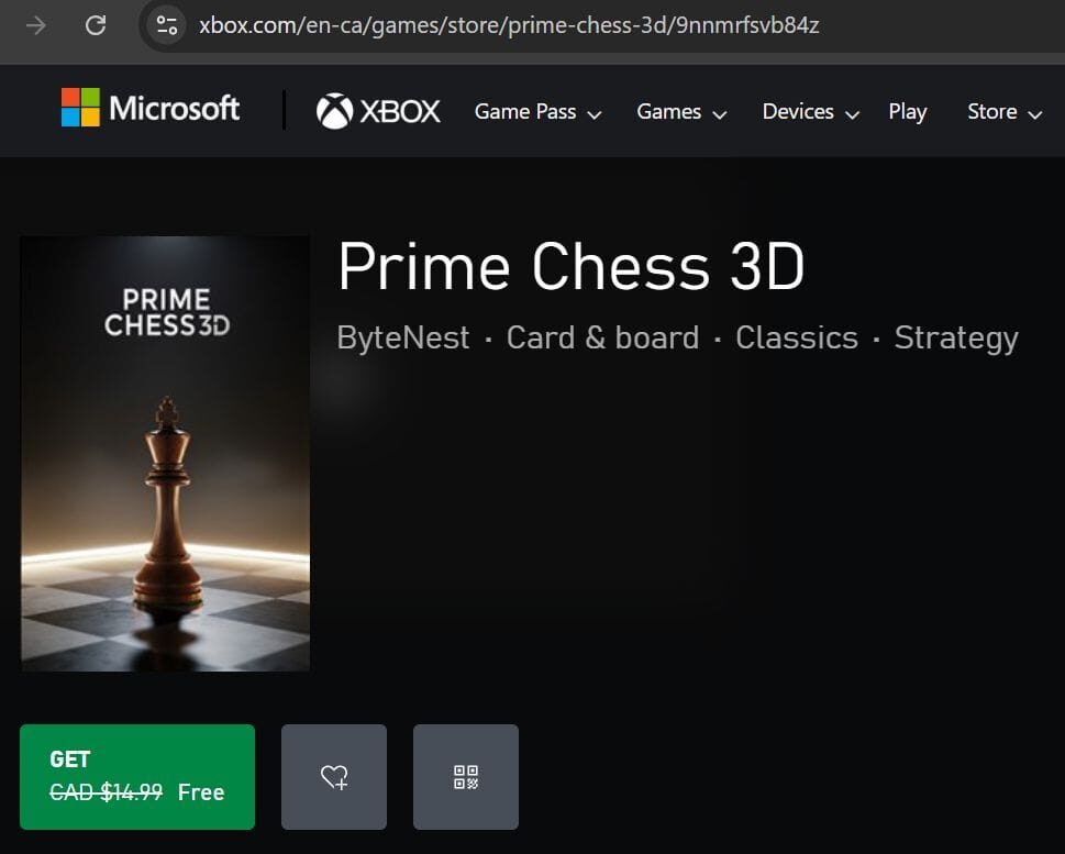 [Xbox] (PC, XB1, XS X|S) Classic Chess Board (was $16.99), Prime Chess ...