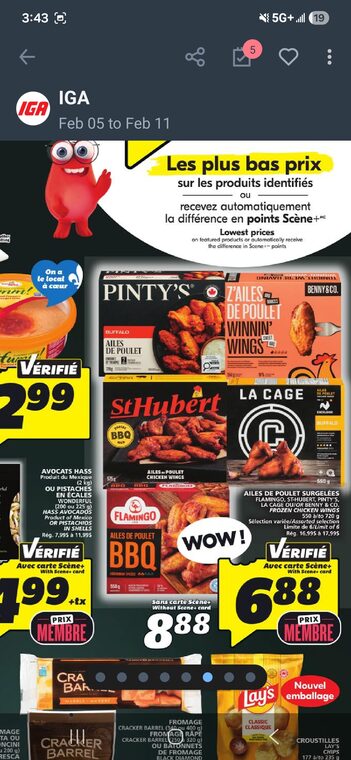 [IGA] Pinty's Chicken Wings $6.88 & $3 C51 Cashback (max 4 boxes ...