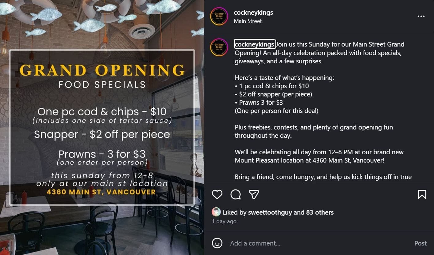 [Cockney Kings] Feb 22nd 12-8pm: $10 1pc Cod & Chips; Snapper $2 off ...